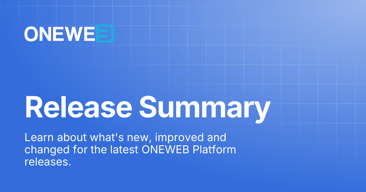 Release Summary Oneweb Platform