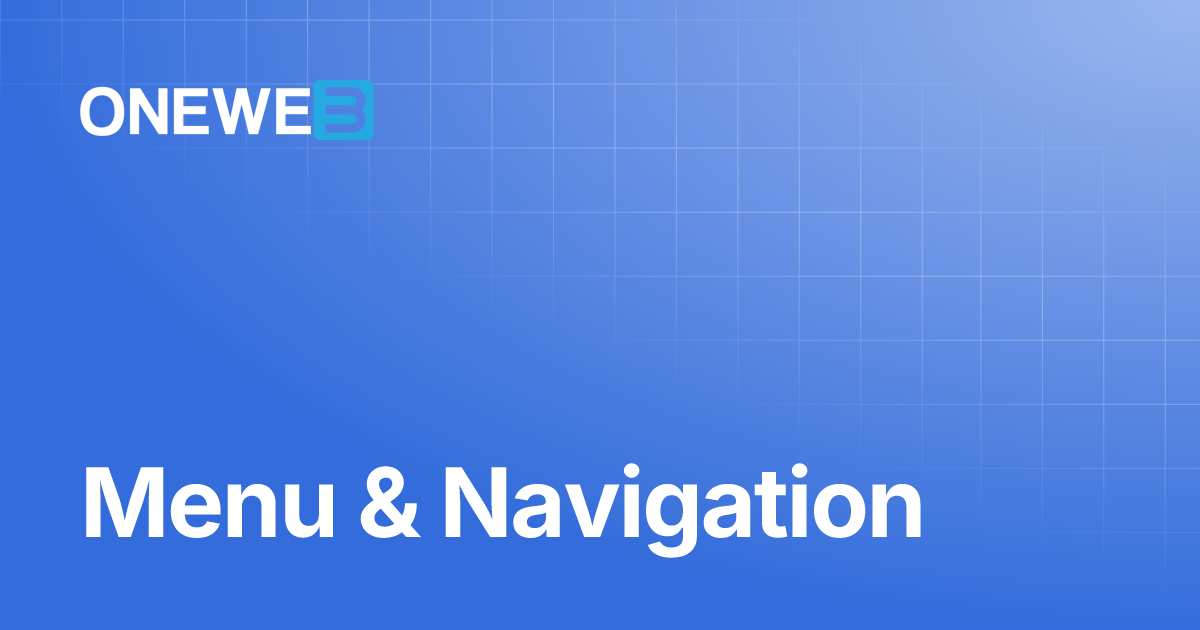 Menu & Navigation | ONEWEB Platform