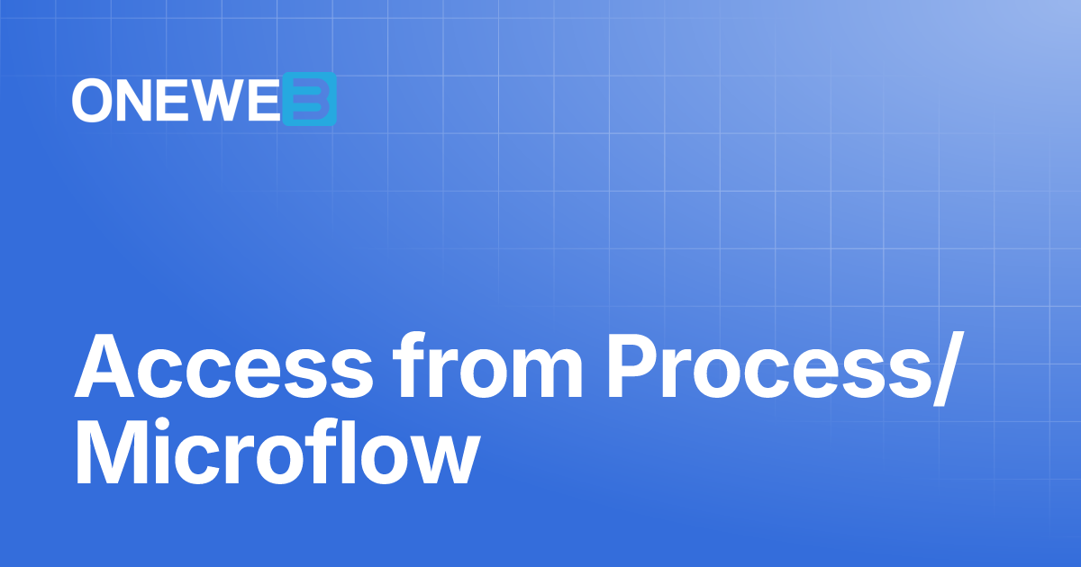 Access from Process/ Microflow | ONEWEB Platform