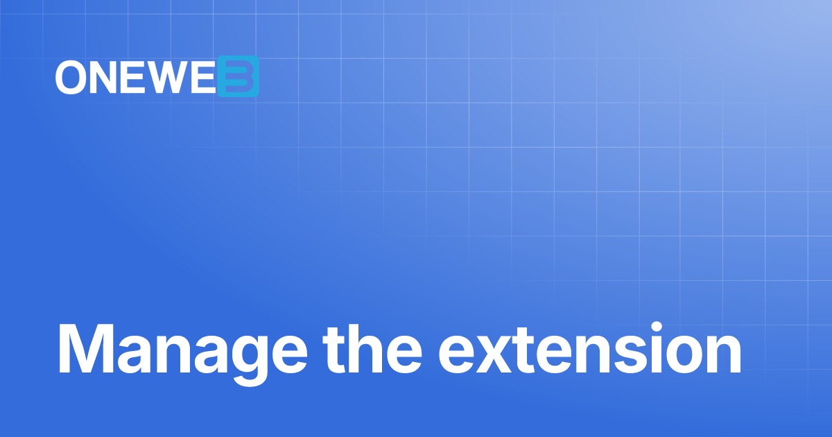 Manage the extension | ONEWEB Platform