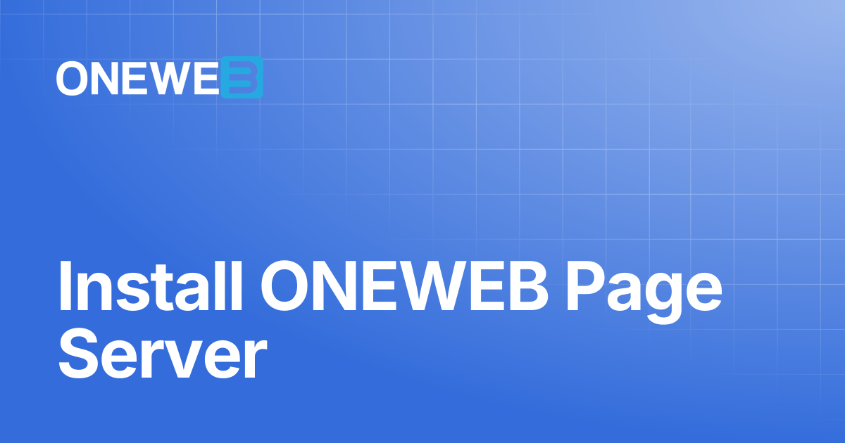 Install Oneweb Page Server Oneweb Platform
